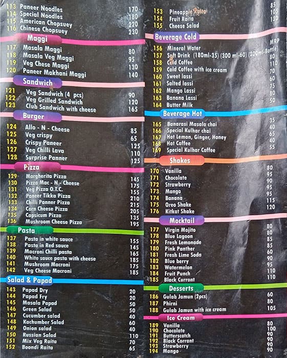 Menu at The Taste Cafe & Restaurant, Varanasi