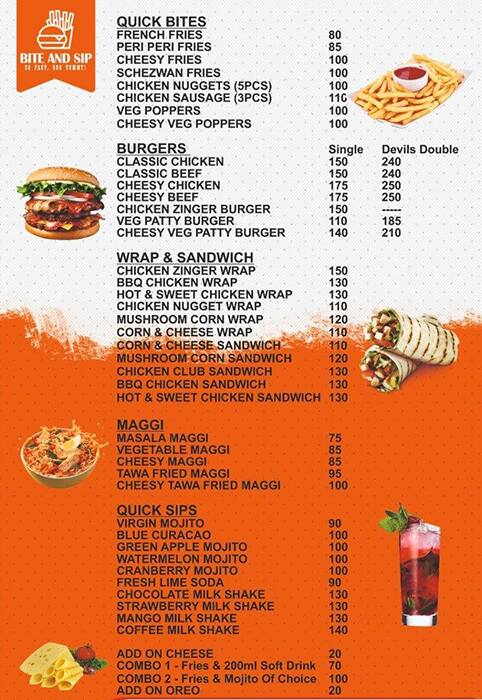 Menu of Bite & Sip, Charminar, Hyderabad