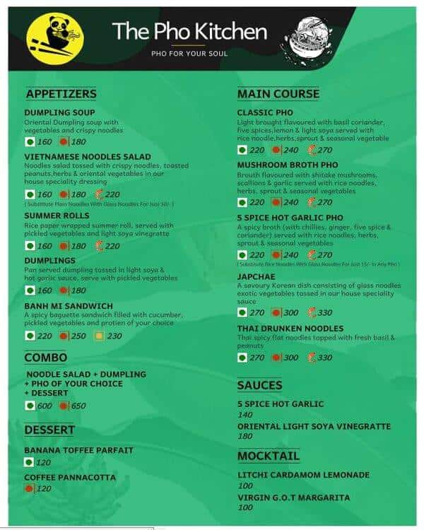 Menu of The Pho Kitchen, Viman Nagar, Pune