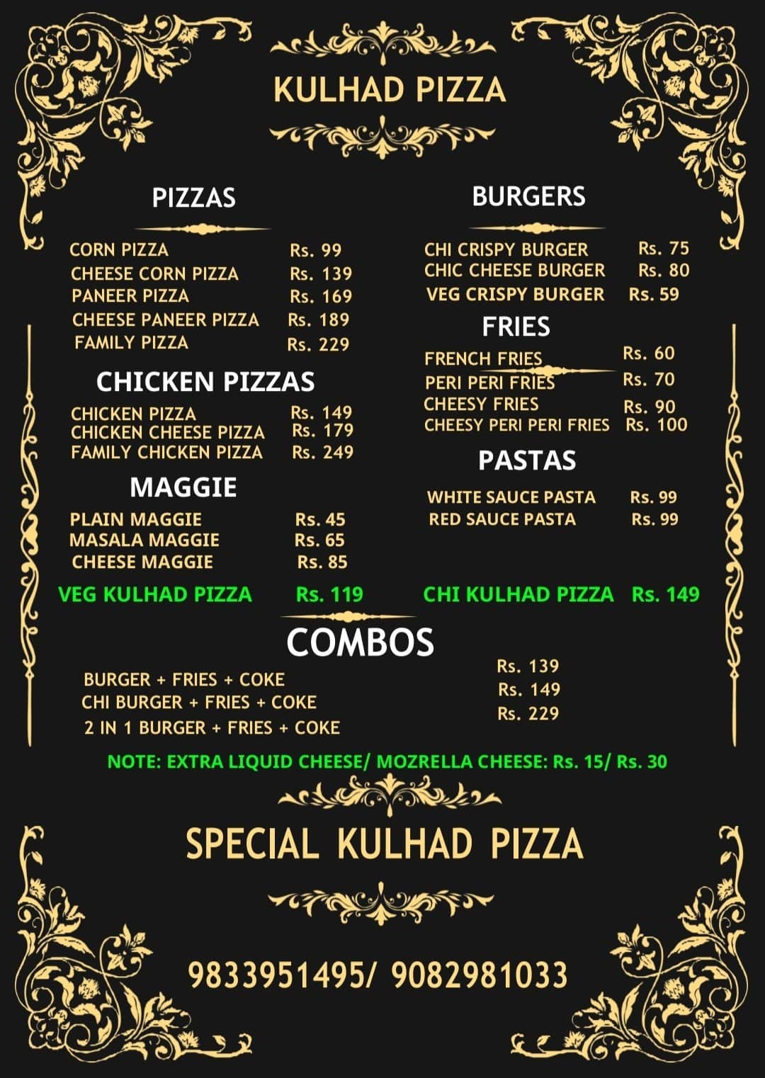 Menu of Kulhad Pizza, Mira Road, Mumbai