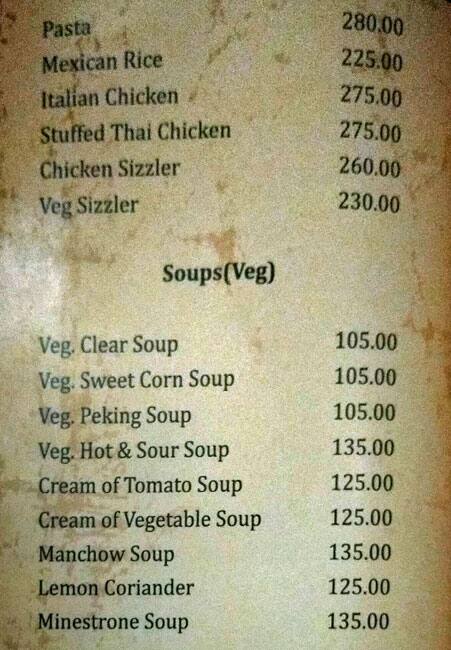 Menu at Chief Guest Bar, Lucknow