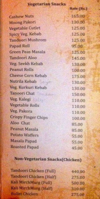 Chief Guest Bar & Restaurant a Lucknow: Foto del Menu con Prezzi - Zomato