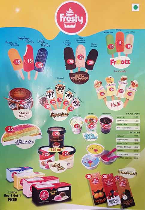 Menu at Pure Ice Cream, Dona Paula