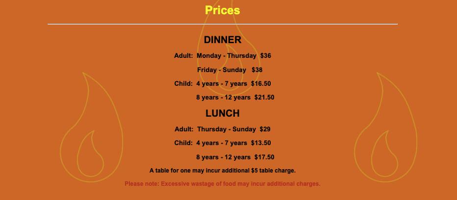 Menu at Marinades BBQ at Mine, North Parramatta