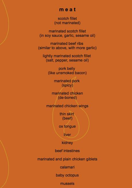 Menu at Marinades BBQ at Mine, North Parramatta