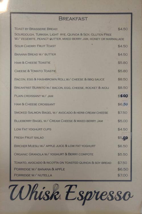 Whisk Espresso Menu, Menu for Whisk Espresso, St Leonards, Sydney ...