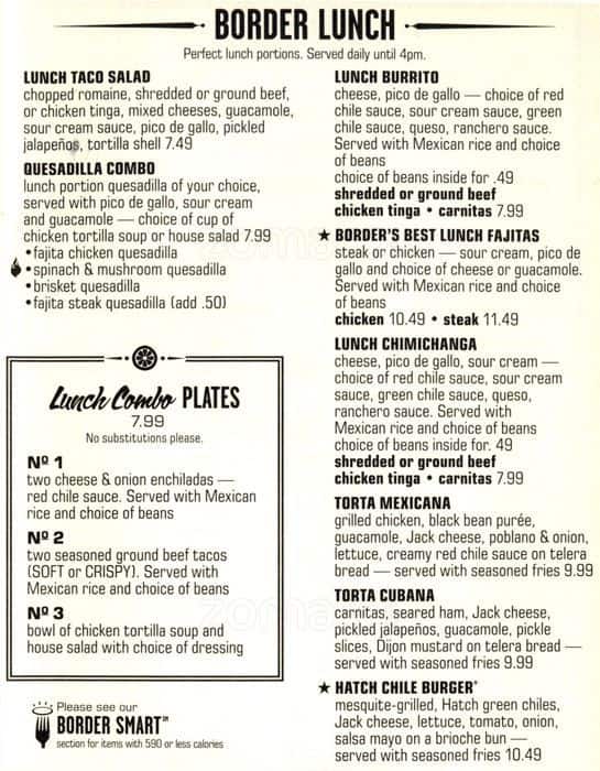 Menu at On The Border Mexican Grill & Cantina restaurant, Aurora, S ...