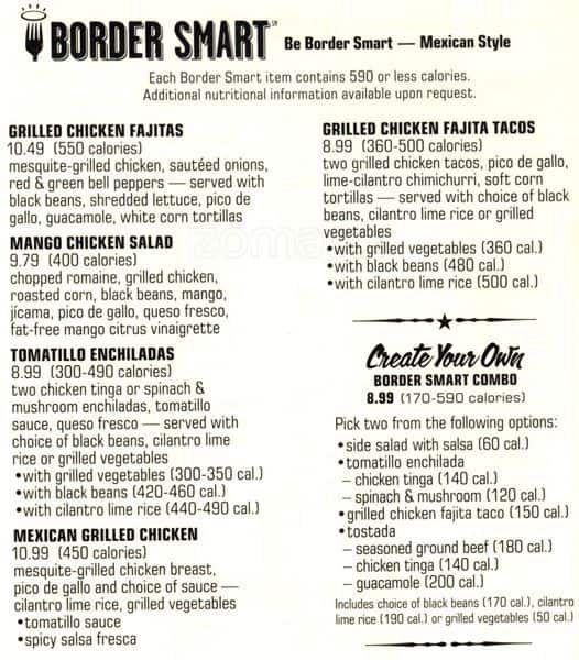 Menu at On The Border Mexican Grill & Cantina restaurant, Aurora, S ...