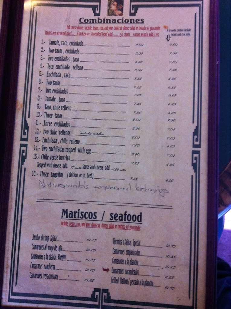 Menu at Castillo's Mexican Food restaurant, Fresno, E Ventura Ave
