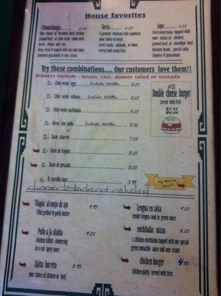 Menu at Castillo's Mexican Food restaurant, Fresno, E Ventura Ave