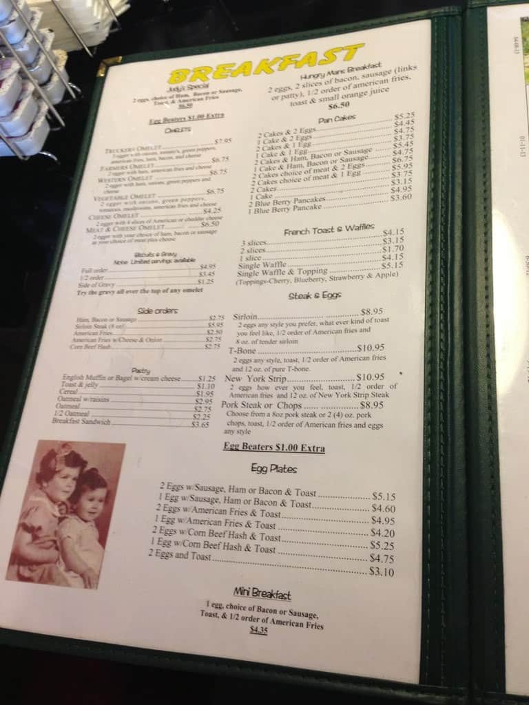 Menu at Judy's Restaurant, Otsego