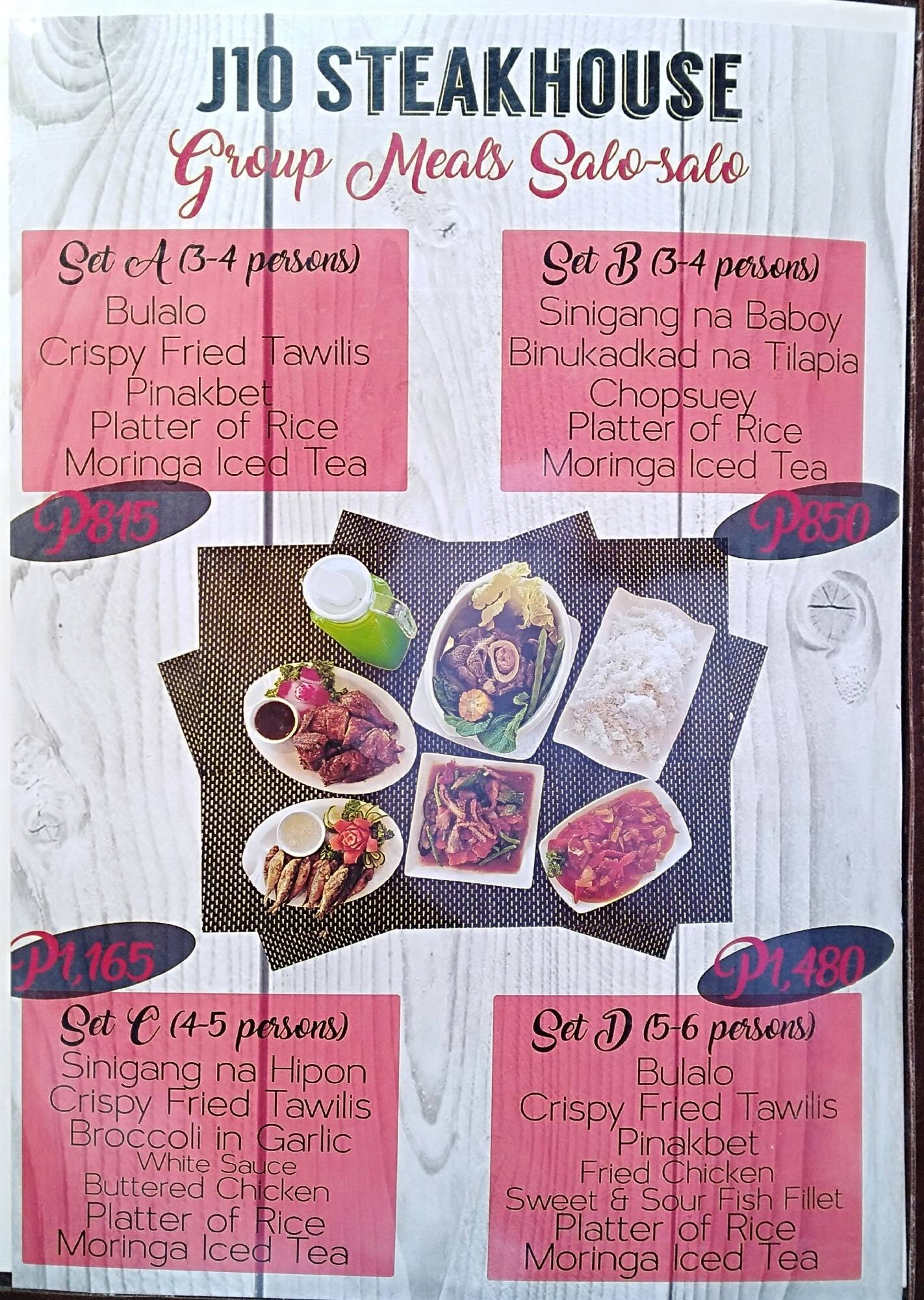 Menu at J-10 Steakhouse, Tagaytay