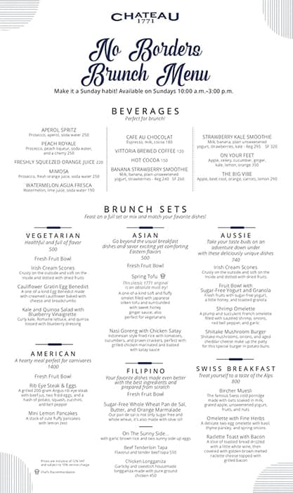 Menu at Chateau 1771 restaurant, Taguig, One Bonifacio High Street