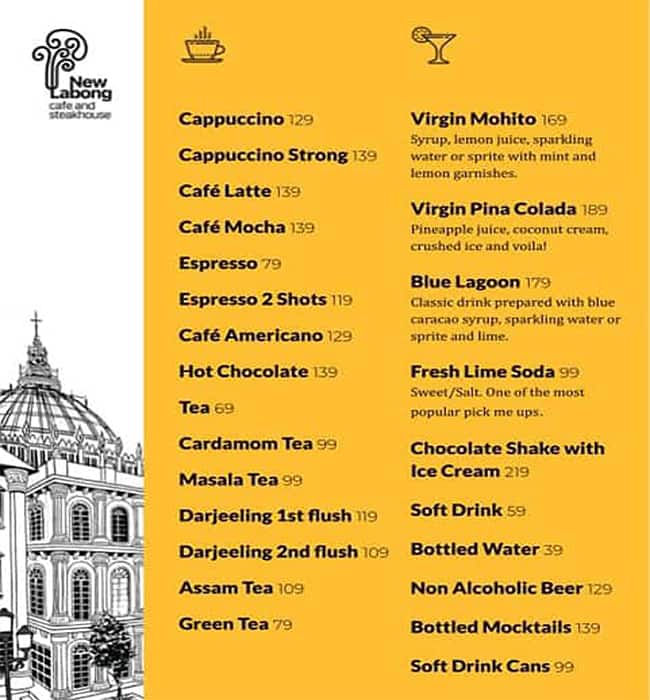Menu of New Labong Cafe And Steakhouse, Sector 1, Salt Lake, Kolkata