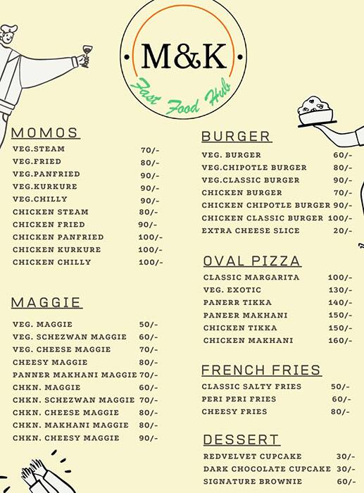 Menu at M&k fast food hub, Pune