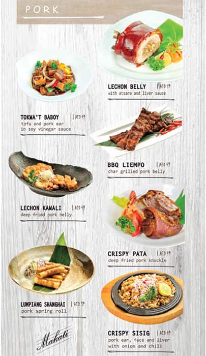 Menu at Makati Comedy Bar - Asiana Hotel, Dubai