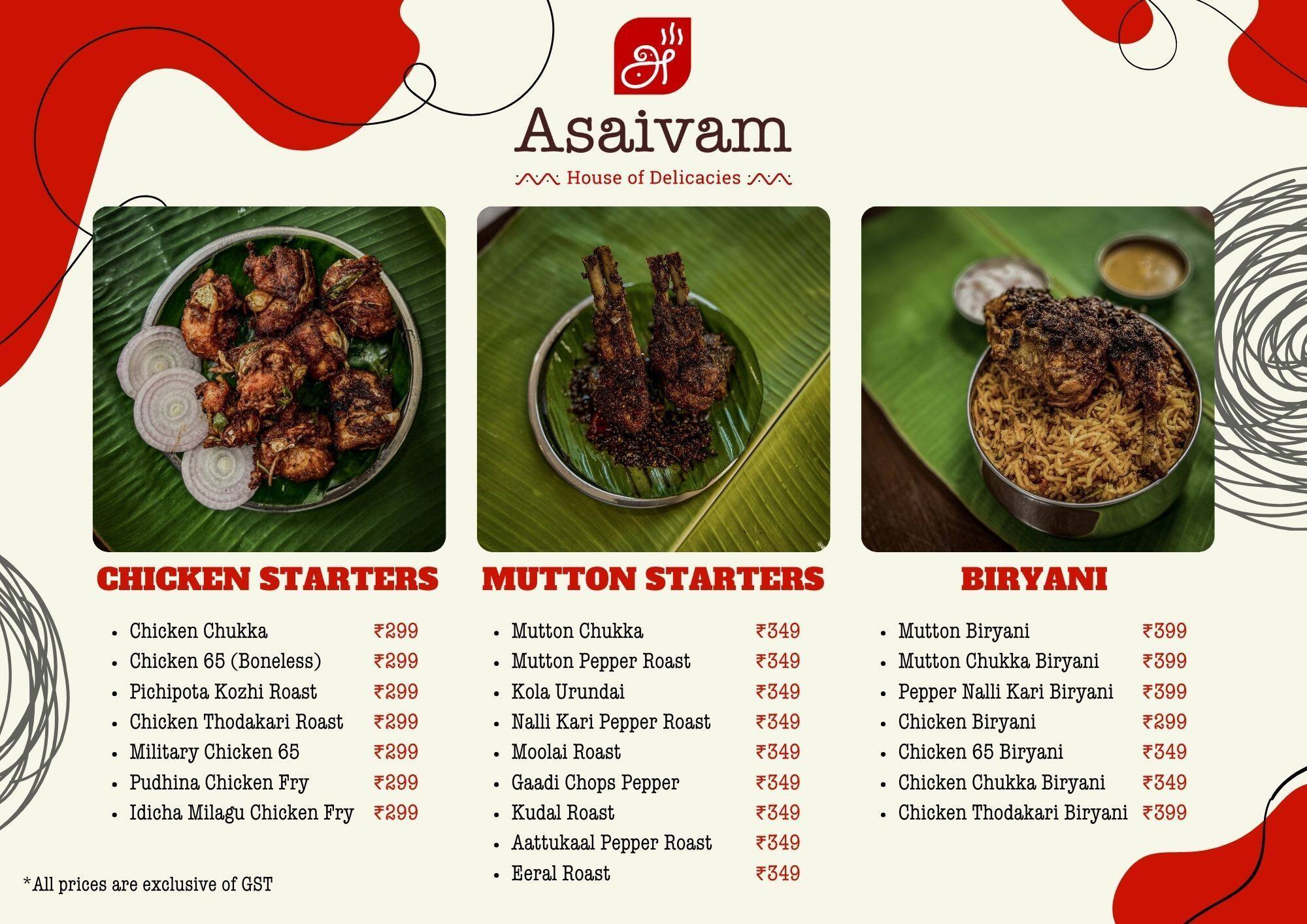 Menu of Meen Satti, Velachery, Chennai