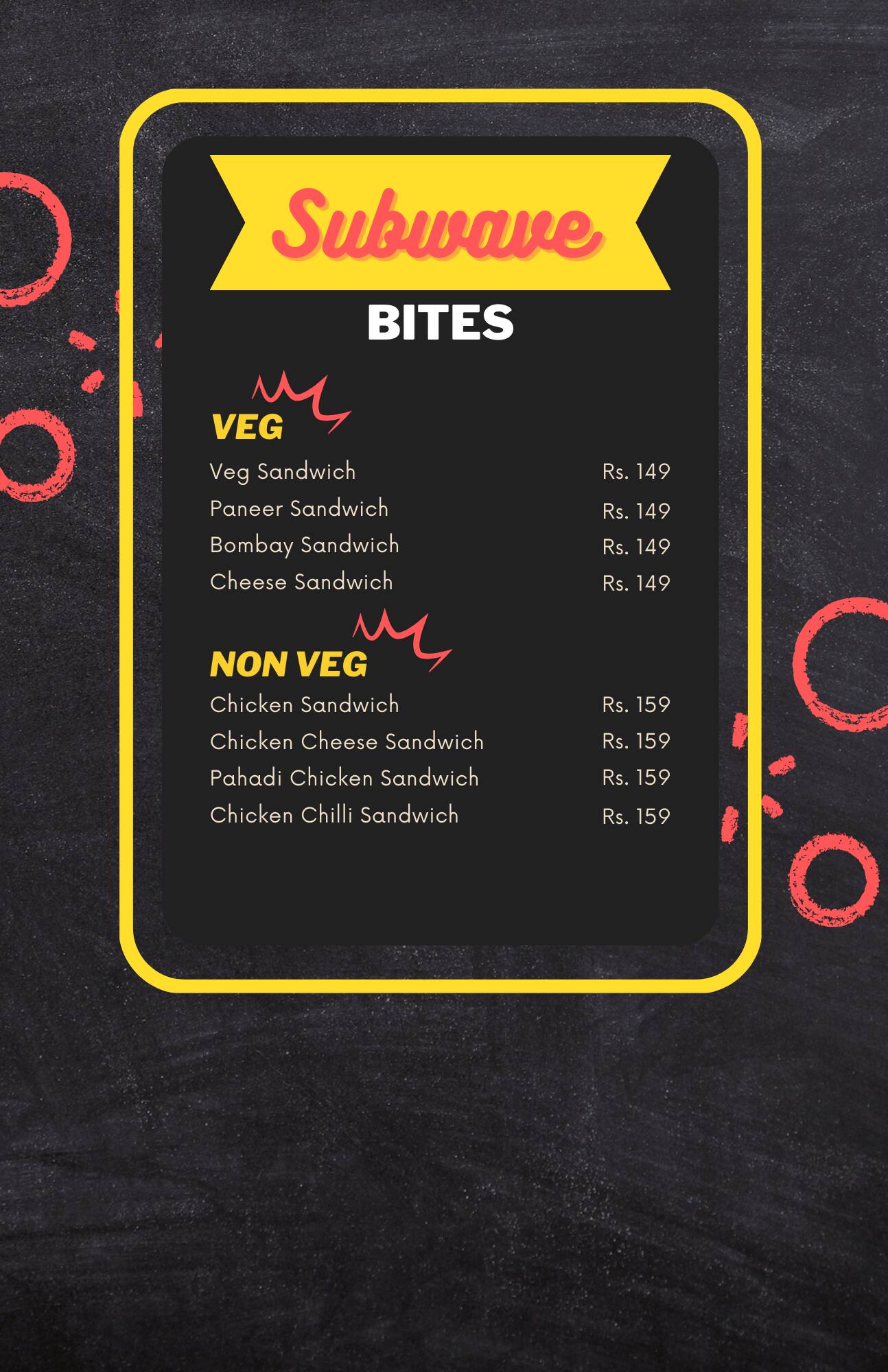 Menu of Subwave Bites, NIBM Road, Pune