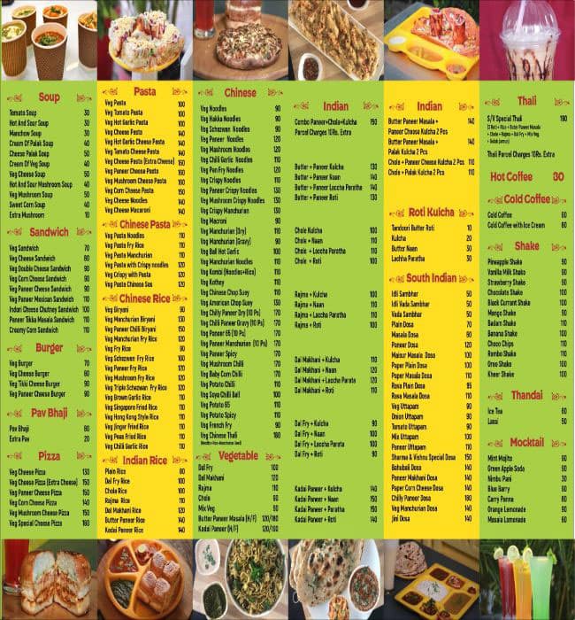 Menu at Sharma & Vishnu, Bhopal