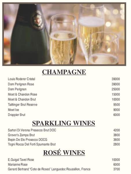 Menu of Lounge & Bar - Eros Hotel, Nehru Place, New Delhi