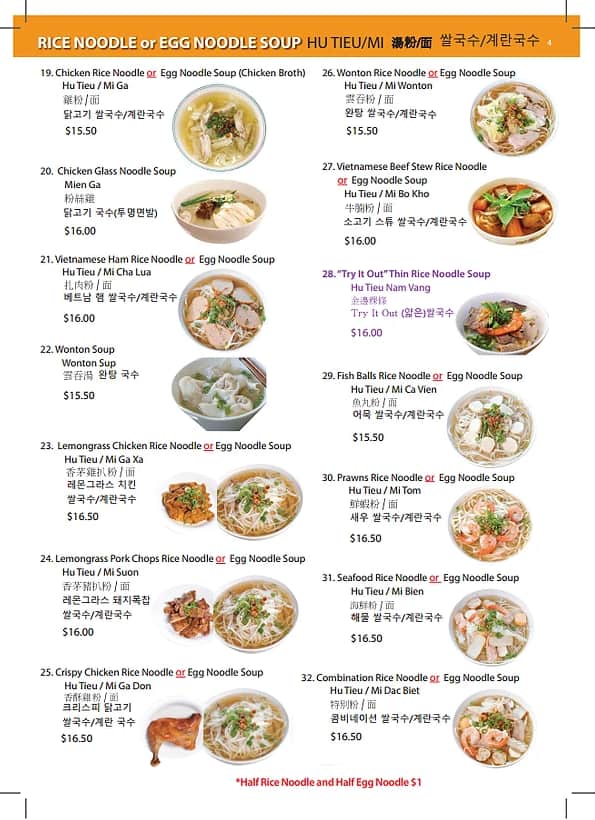 Menu at Try It Out Vietnamese Restaurant, Auckland, 20 Torrens Rd