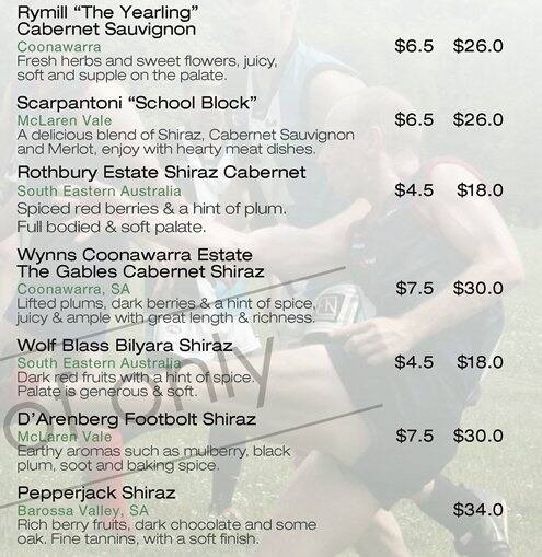 Menu at Clovercrest Hotel pub & bar, Para Vista