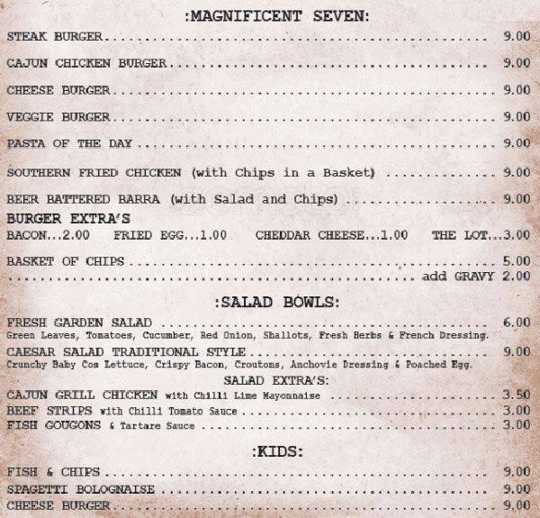 Menu at The Underdog Pub Co, Brisbane City