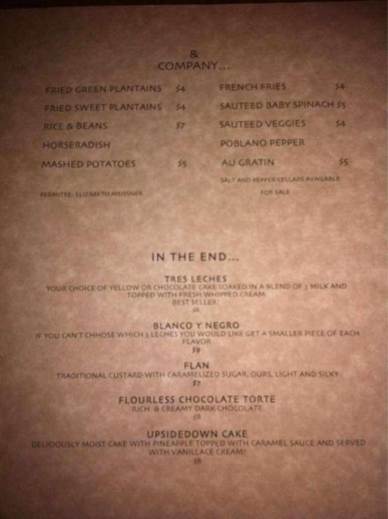 Menu at Crave restaurant, Ansonia