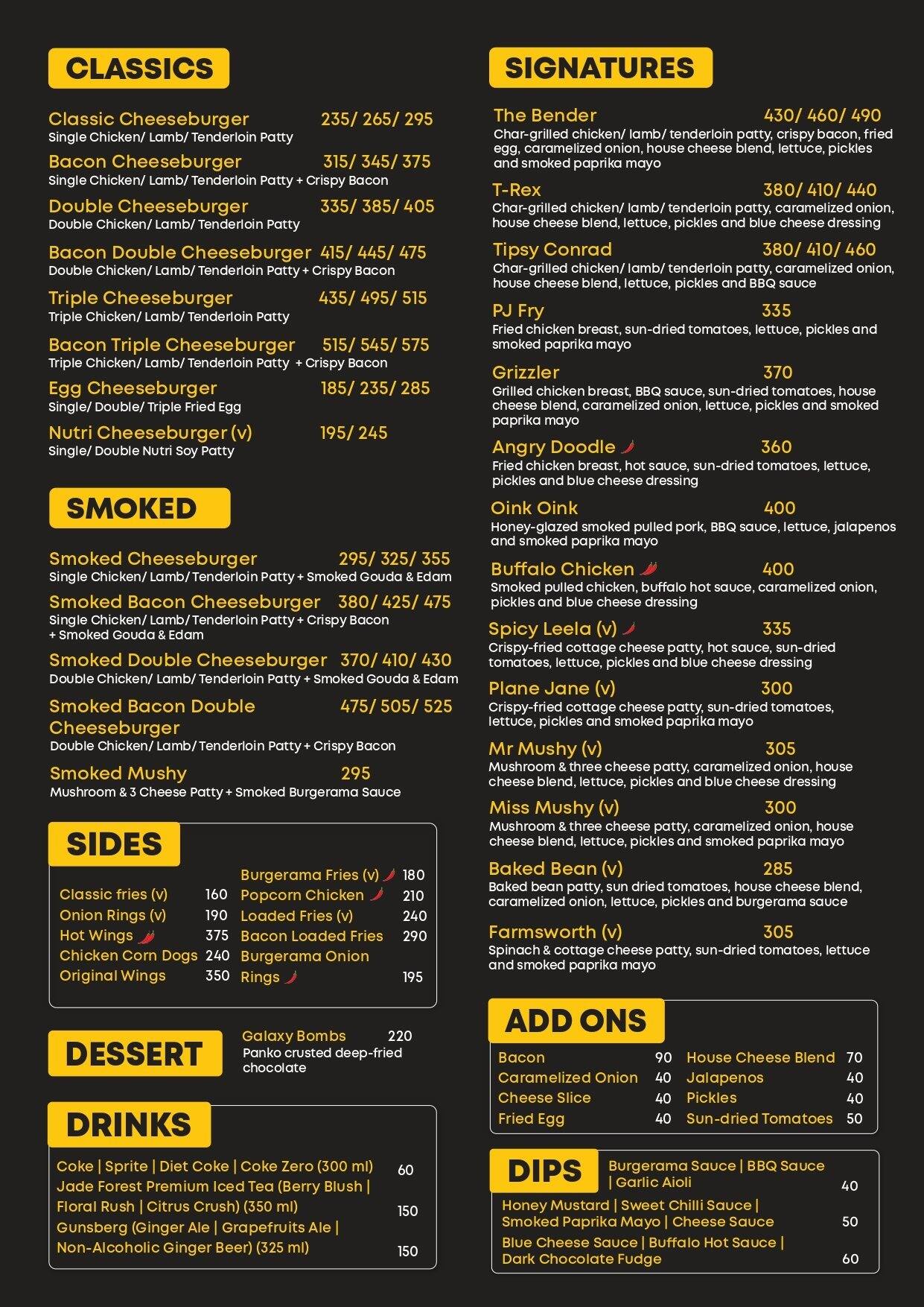 Menu at Burgerama, Noida