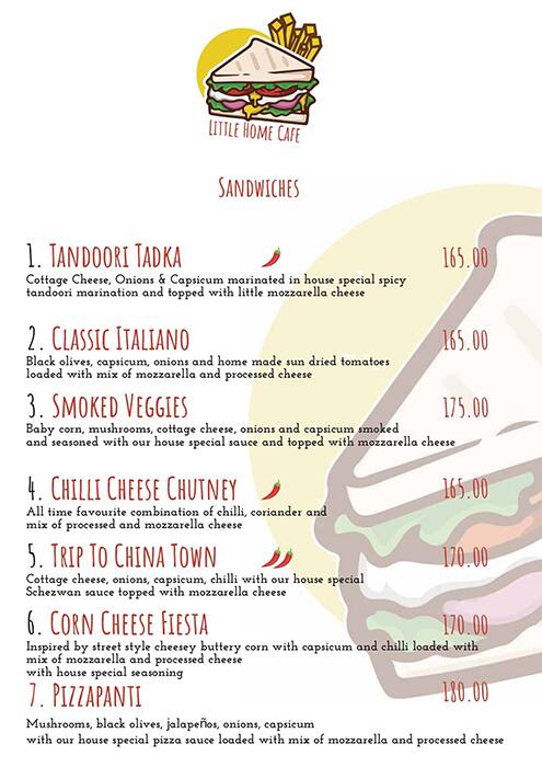 Menu of Little Home Cafe, Isanpur, Ahmedabad