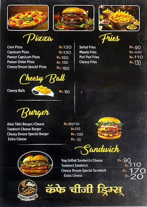 Menu of Cafe Cheesy Dreams, Indira Nagar, Nashik