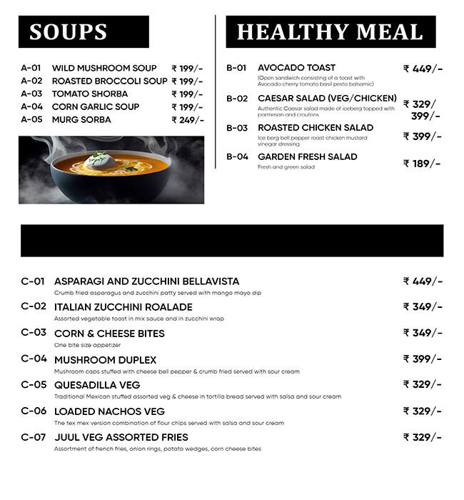 Menu of Juuls, Hajipur, Noida