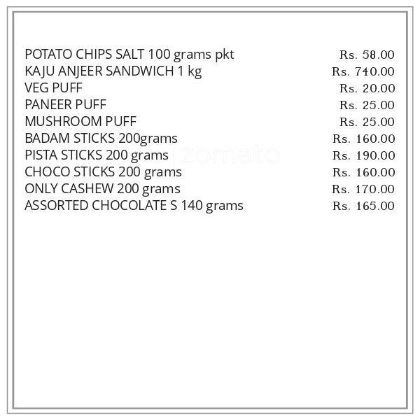 Menu at Kanti Sweets, Bengaluru, Sanjaynagar Main Road
