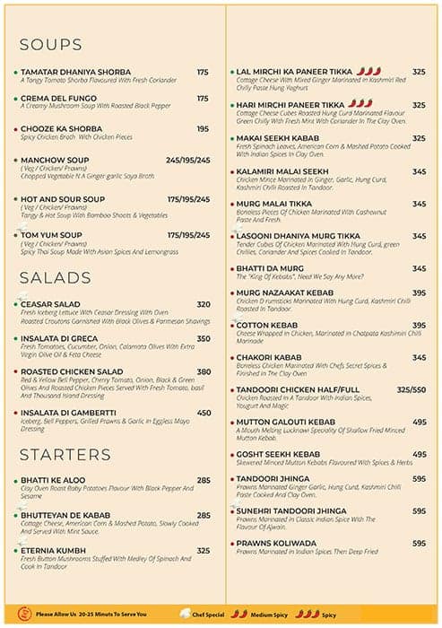 Menu of SKYE - Rooftop by Eternia, Senapati Bapat Road, Pune