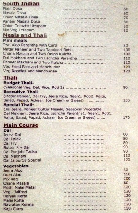 Menu at Jaipur18 Sweets and Restaurant, Jaipur, 299