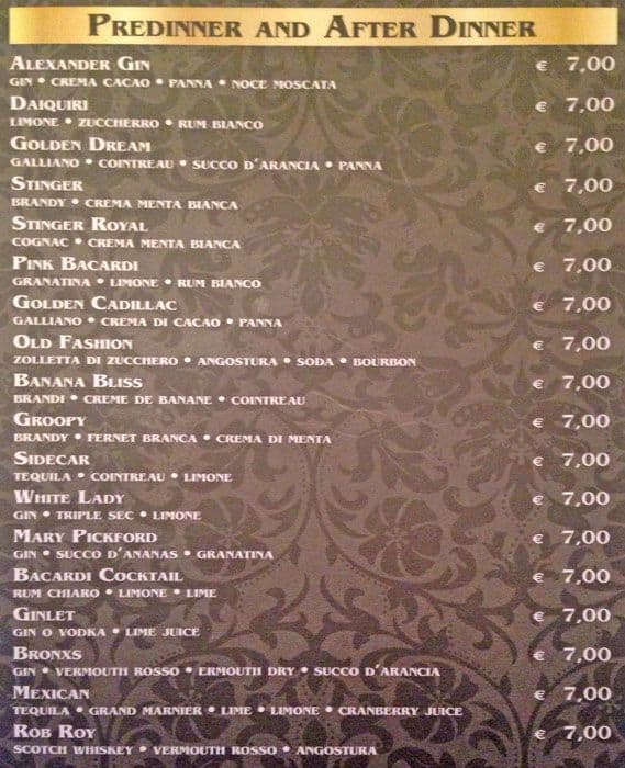 Menu at Batik pub & bar, Milan, Viale Umbria 64