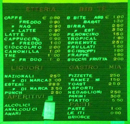 Bar Latteria Carlo Ibba a Roma: Foto del Menu con Prezzi - Zomato Italia