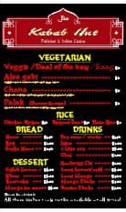 Menu at Kabab Hut BBQ, Calgary