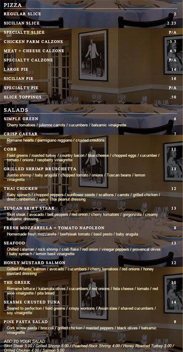 Menu at Pine Bar & Grill, New Rochelle