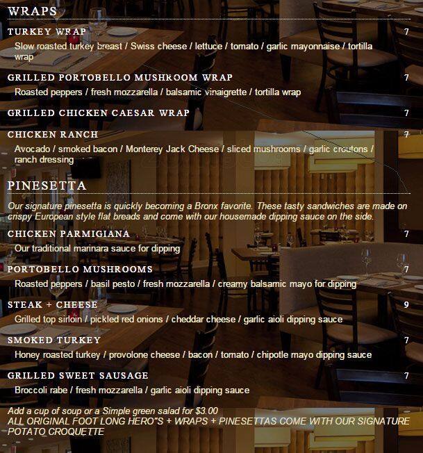 Menu at Pine Bar & Grill, New Rochelle