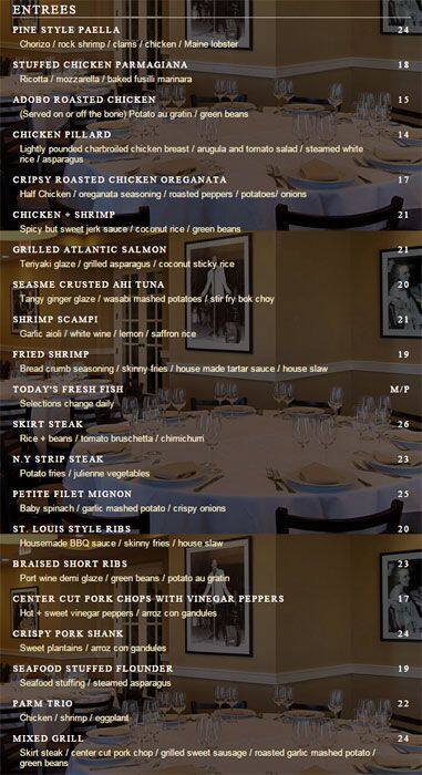 Menu at Pine Bar & Grill, New Rochelle