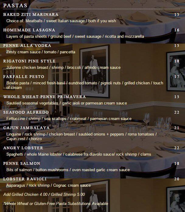 Menu at Pine Bar & Grill, New Rochelle