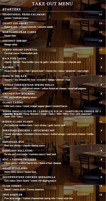 Menu at Pine Bar & Grill, New Rochelle