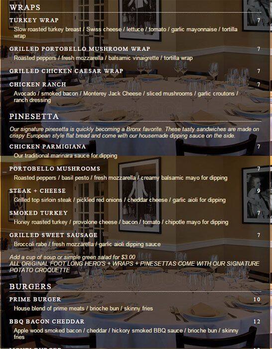 Menu at Pine Bar & Grill, New Rochelle