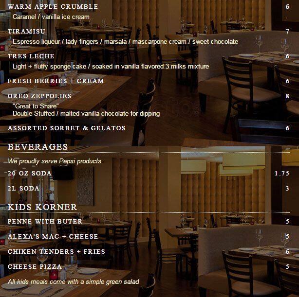 Menu at Pine Bar & Grill, New Rochelle