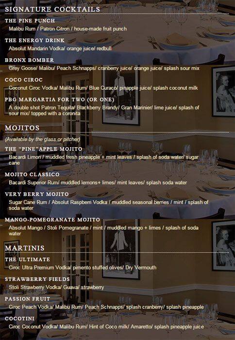 Menu at Pine Bar & Grill, New Rochelle