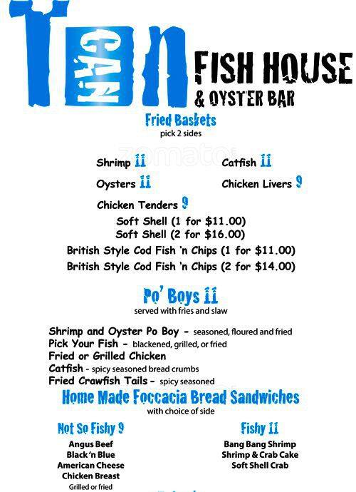 Menu at Tin Can Fish House & Oyster pub & bar, Sandy Springs