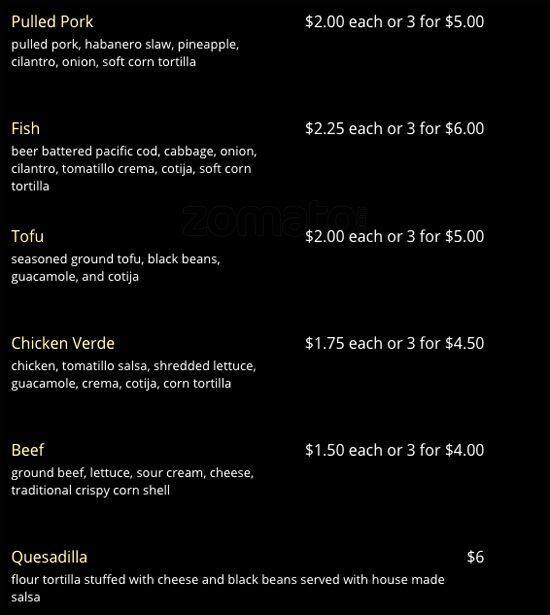 Menu at Peter's Bar and Grill, Portland