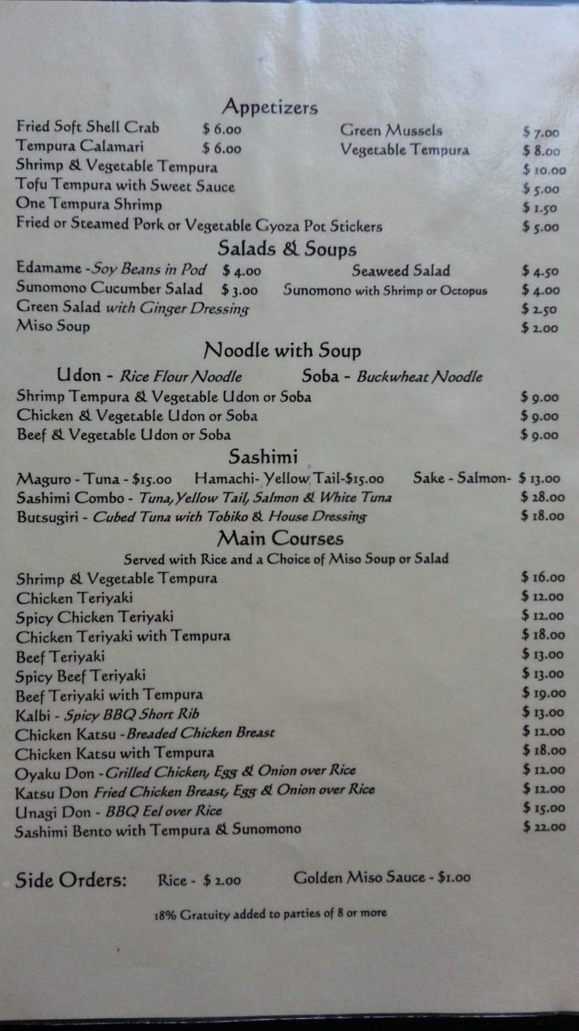 Menu at Bayfront Restaurant, Eureka