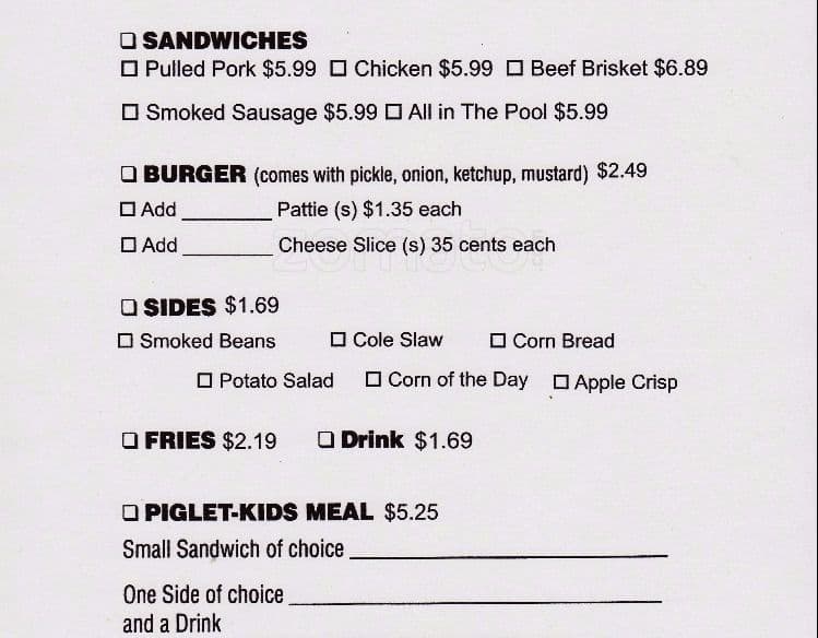 Menu at Swine Dining BBQ, Bellevue, 204 E Mission Ave